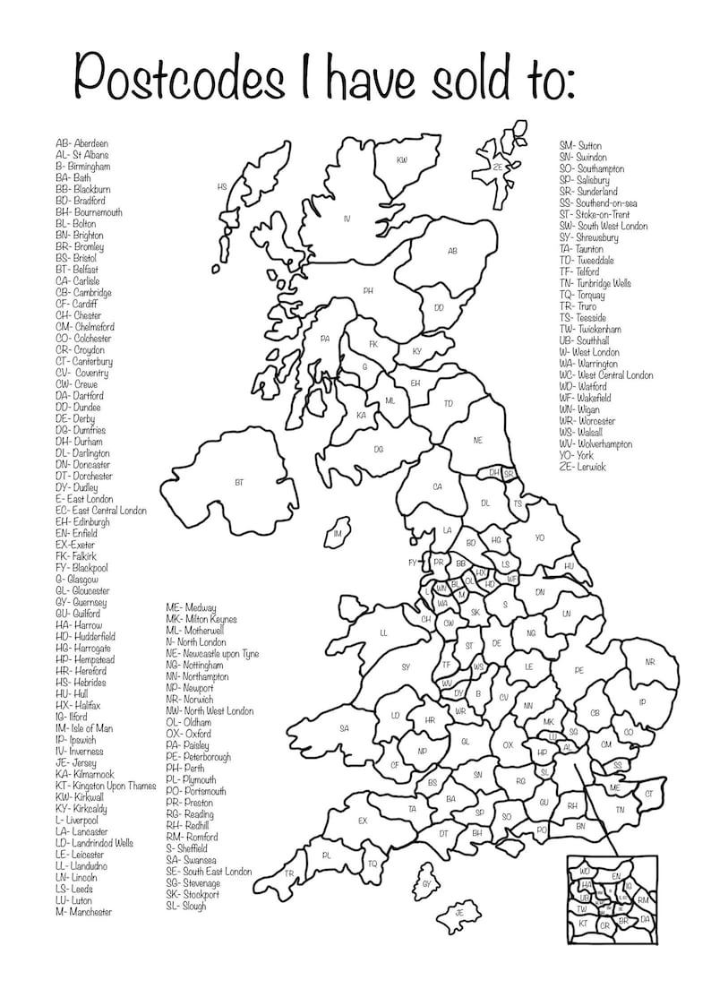 Order Map | UK Postcodes Map | Download | Small Business - Etsy