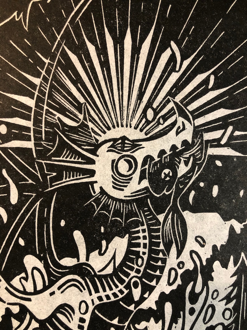 The Wyvern - Medieval Linocut on Rice Paper - Size 38x42 Cm - Etsy