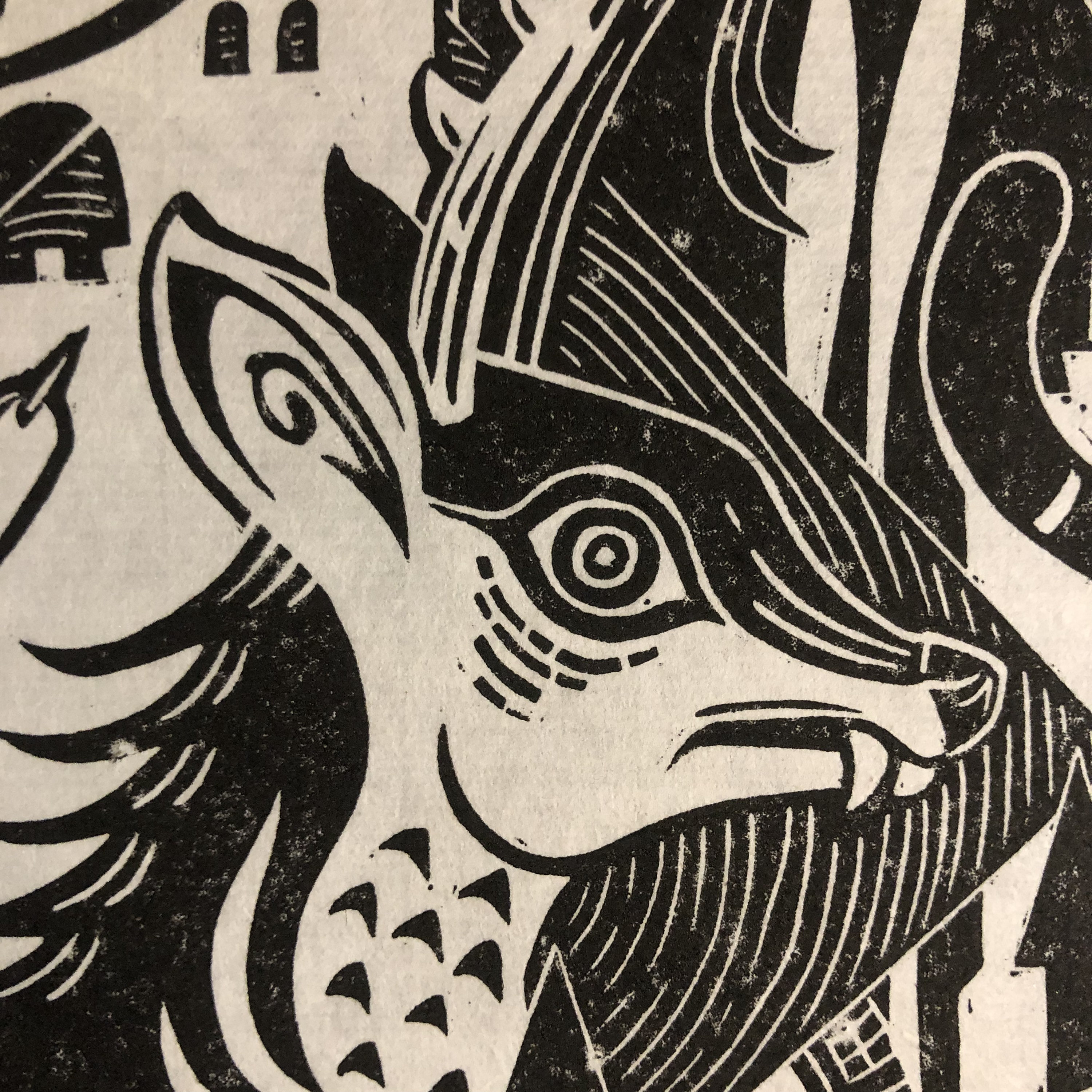 Medieval Bestiary - Linocut on Rice Paper - Large Format 42 X 63 Cm - Etsy