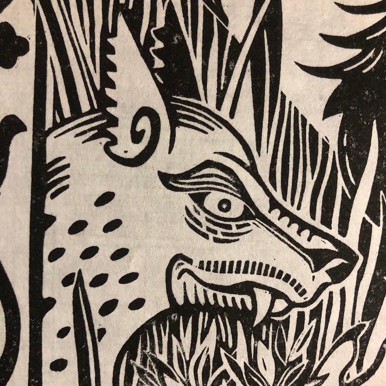 Medieval Bestiary - Linocut on Rice Paper - Large Format 42 X 63 Cm - Etsy