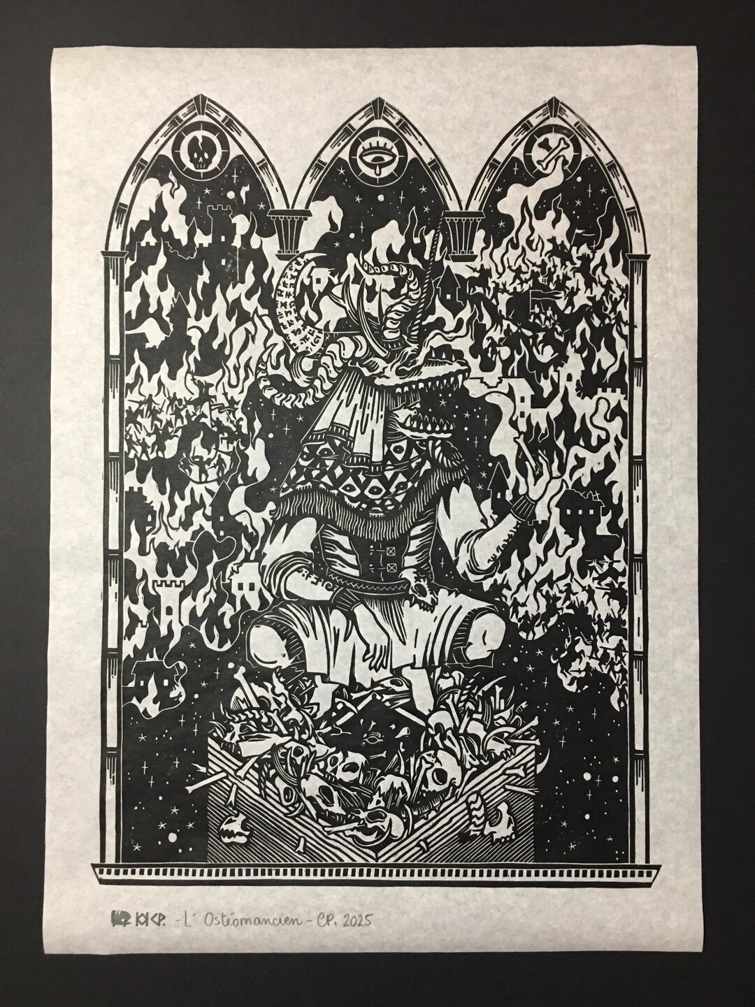 The Osteomancer - Linocut on Rice Paper - 33x46 Cm - Etsy