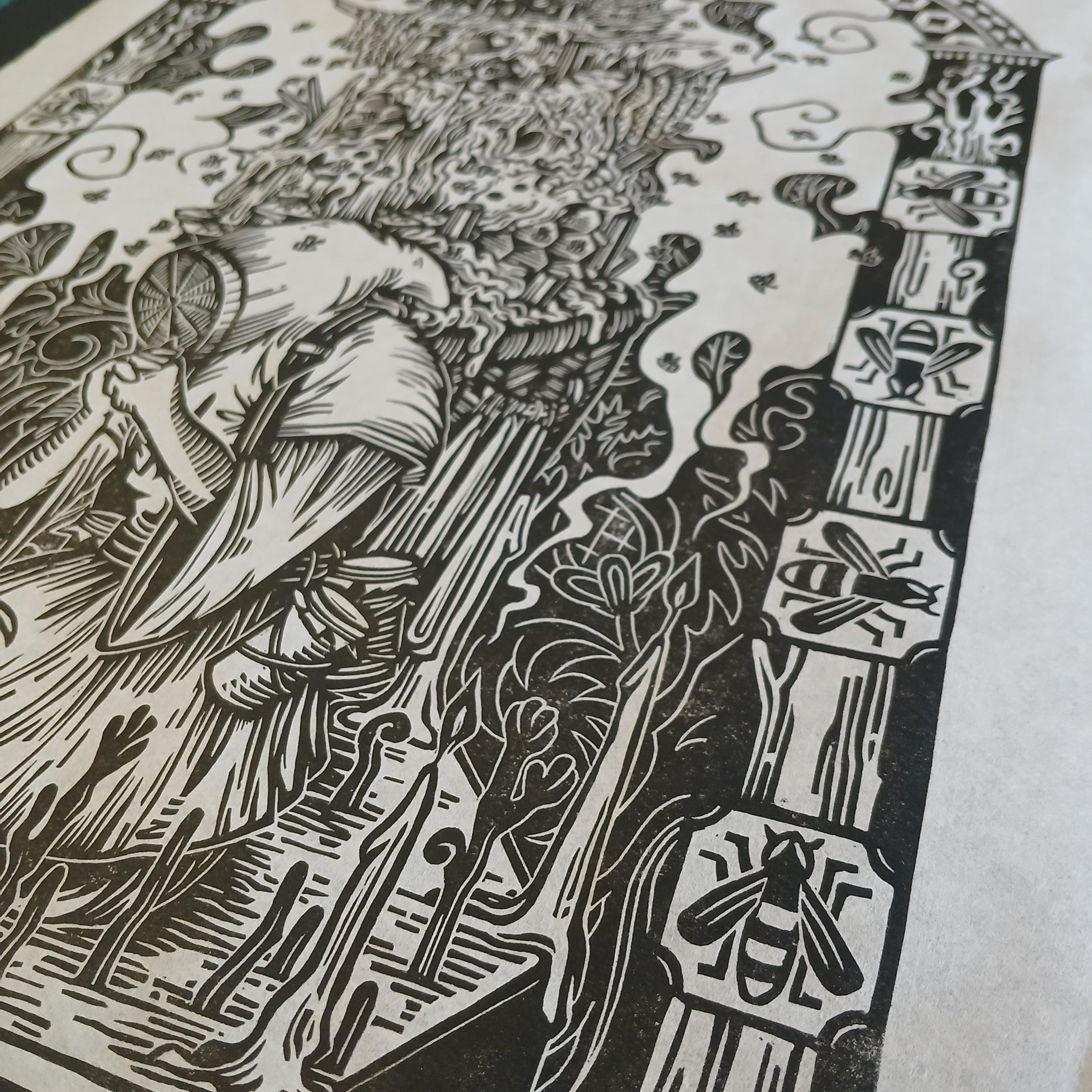 The Dark Hive - Linocut on Rice Paper - 33x46 Cm - Etsy