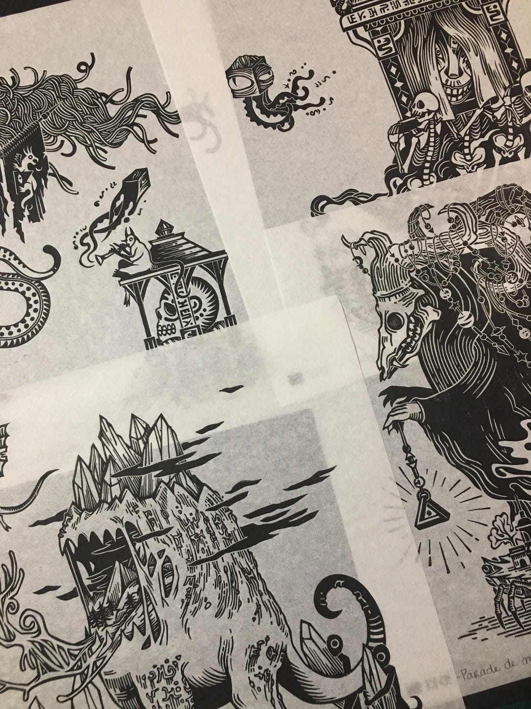Linocut - Monster Parade - Series of Linocuts on Rice Paper - Etsy