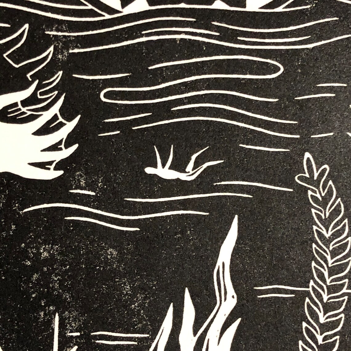Linocut - Dagon - White Paper, Large Format 42 X 64 Cm, Cthulhu Myth - Etsy