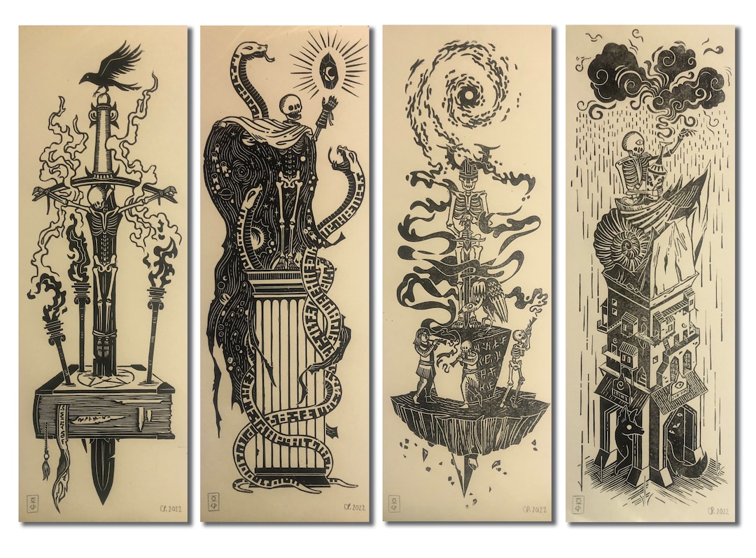 Cursed Relics Linocut on Ivory Paper Series of 4 Linocuts - Etsy