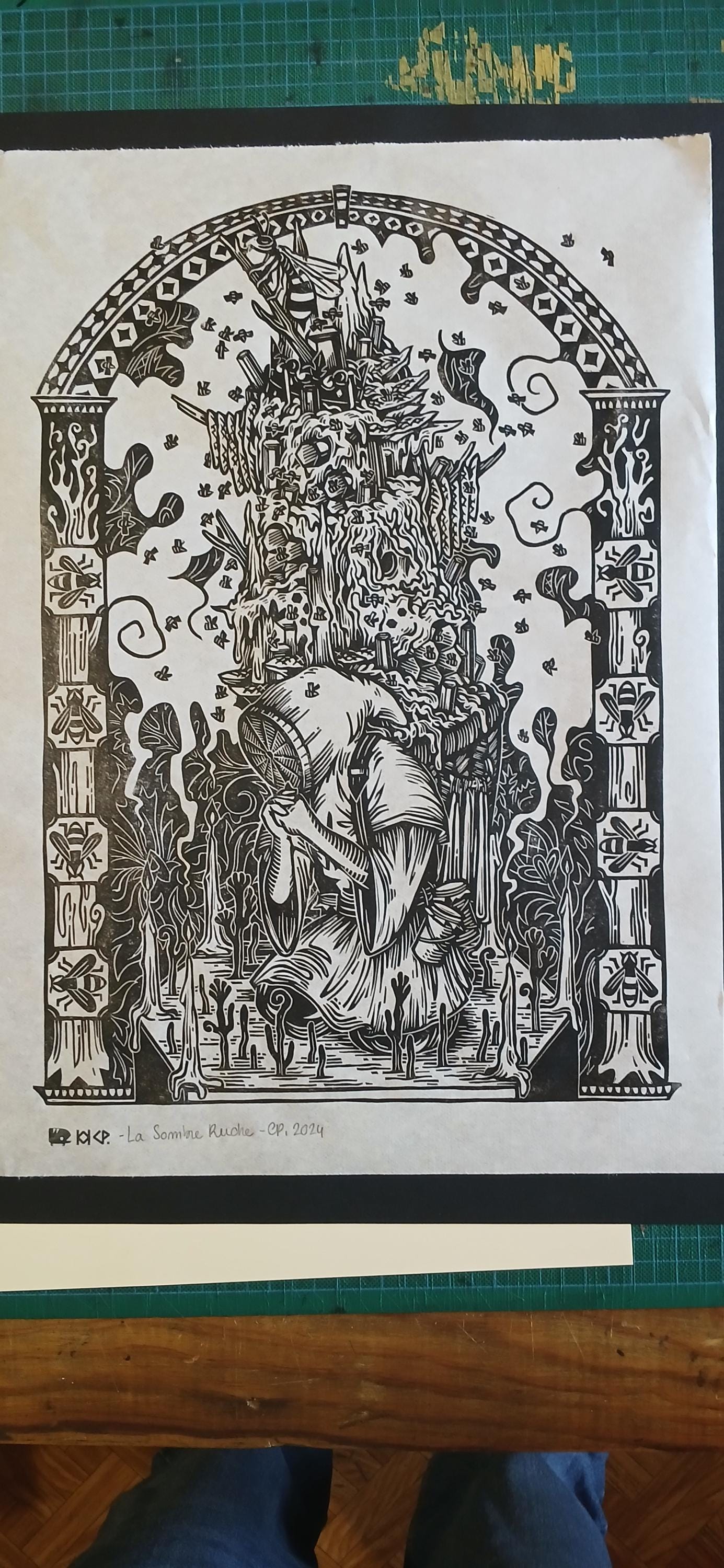 The Dark Hive - Linocut on Rice Paper - 33x46 Cm - Etsy