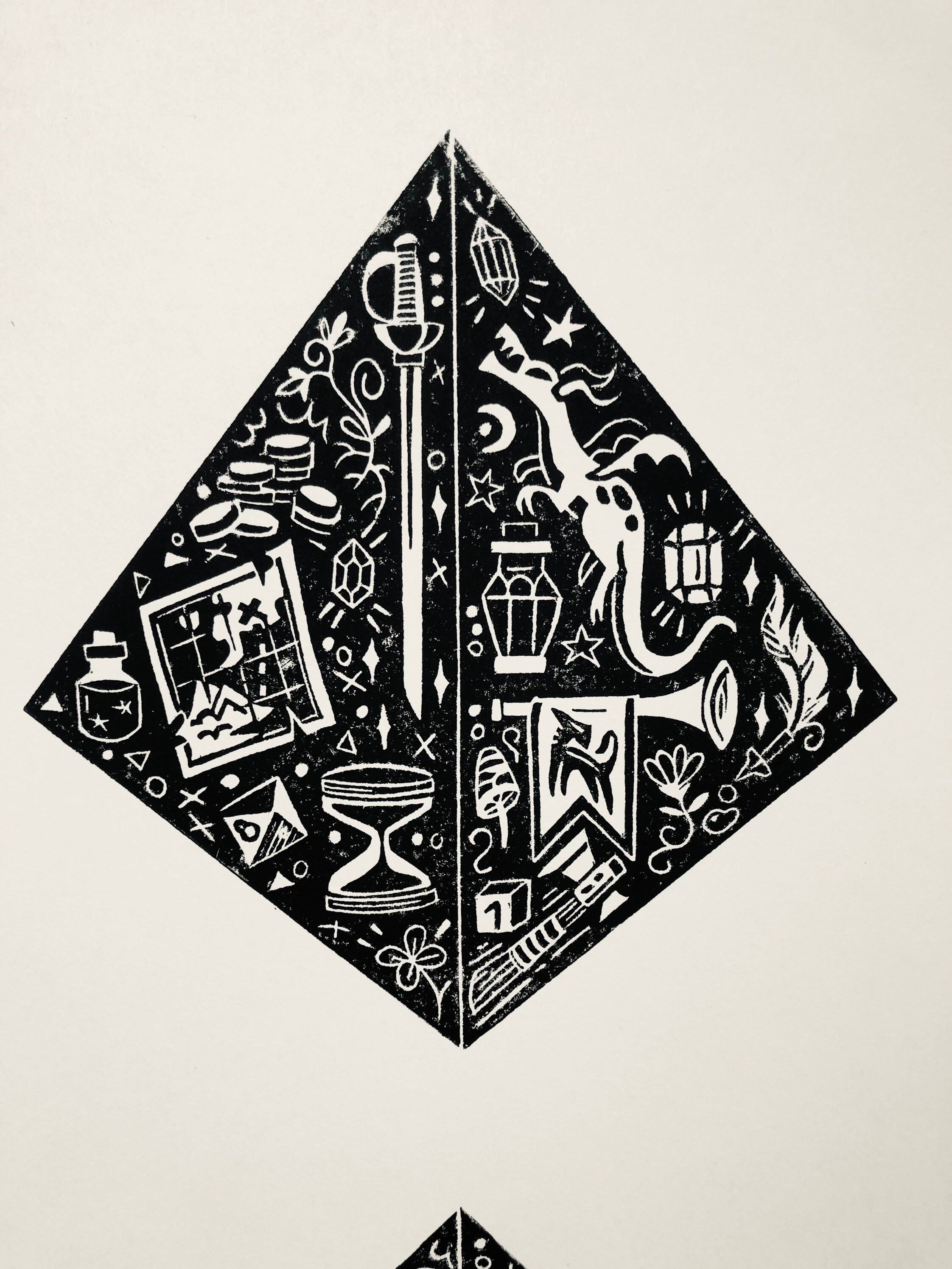 Dnd Dice Set Black and White Linocut Dungeons and Dragons - Etsy