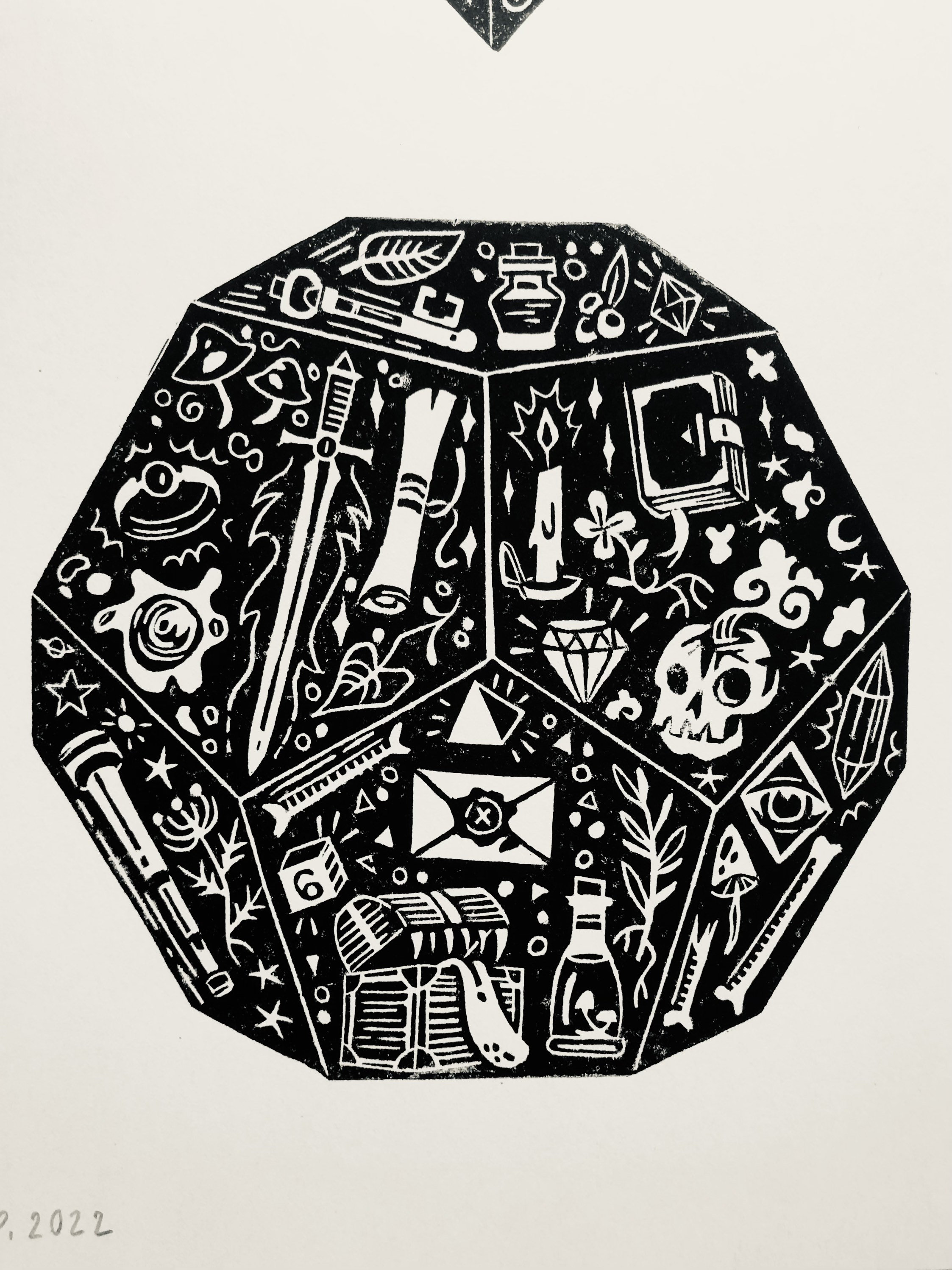 Dnd Dice Set Black and White Linocut Dungeons and Dragons - Etsy