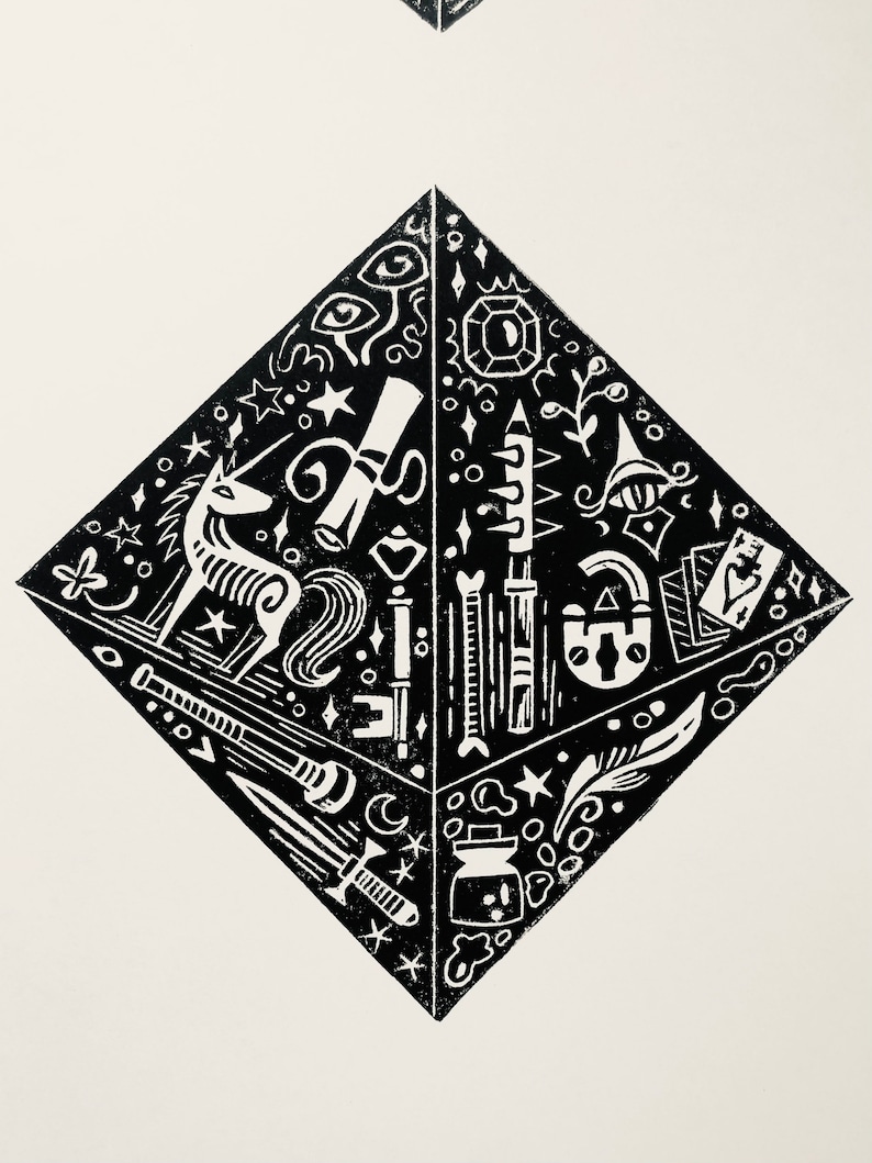 Dnd Dice Set Black and White Linocut Dungeons and Dragons - Etsy