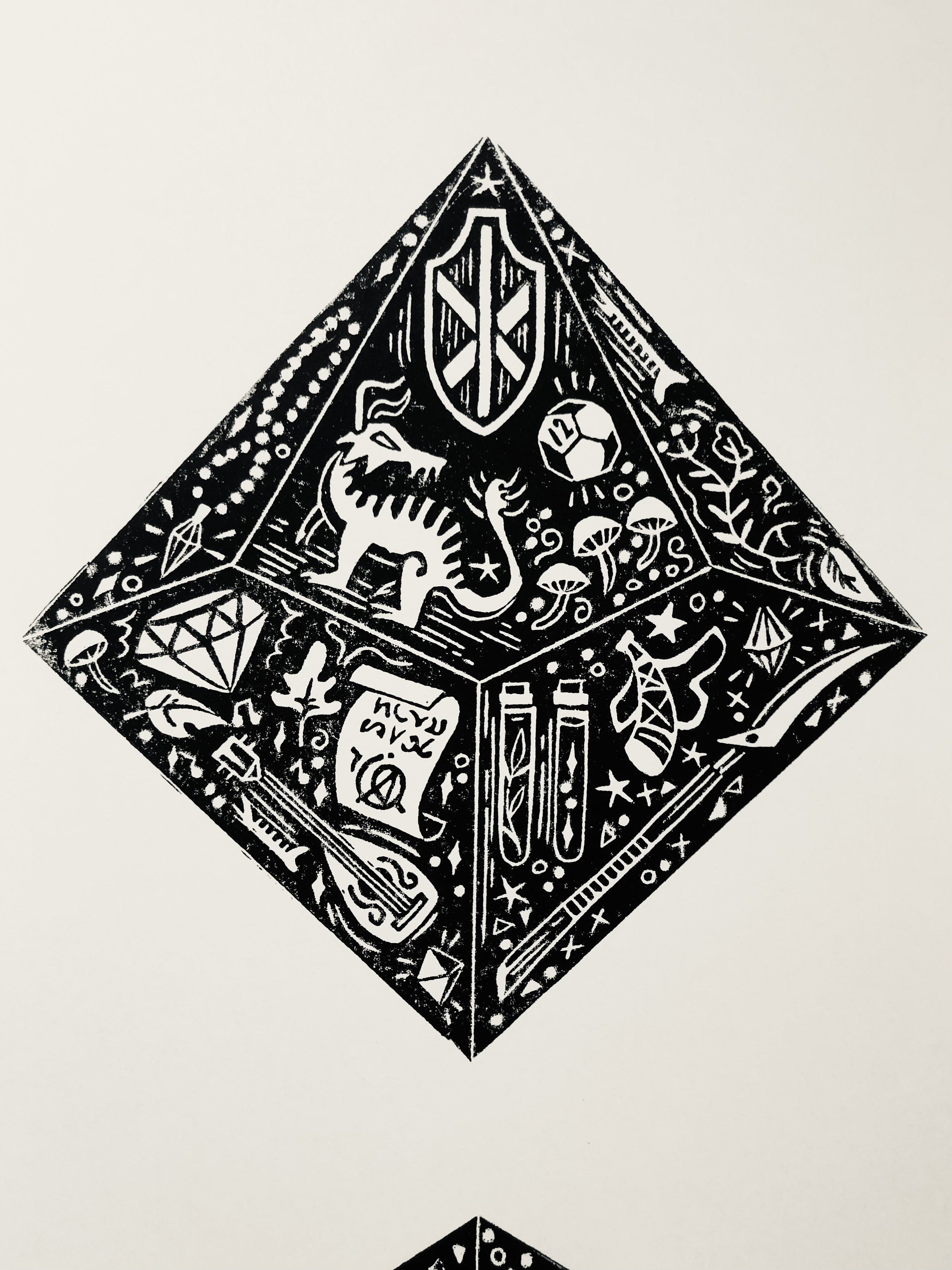 Dnd Dice Set Black and White Linocut Dungeons and Dragons - Etsy