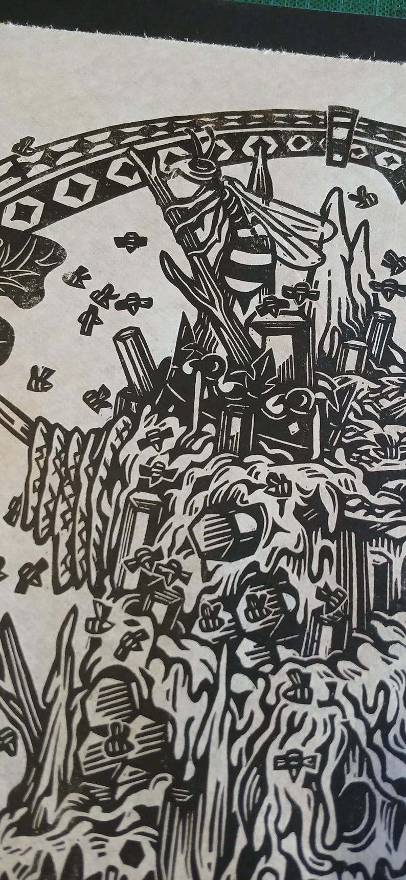 The Dark Hive - Linocut on Rice Paper - 33x46 Cm - Etsy