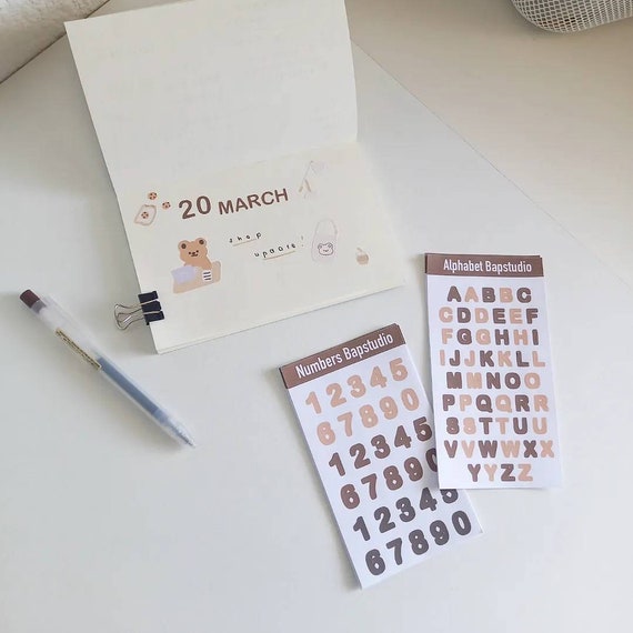 Alphabet Stickers Brown Alphabet Numbers Stickers Brown - Etsy