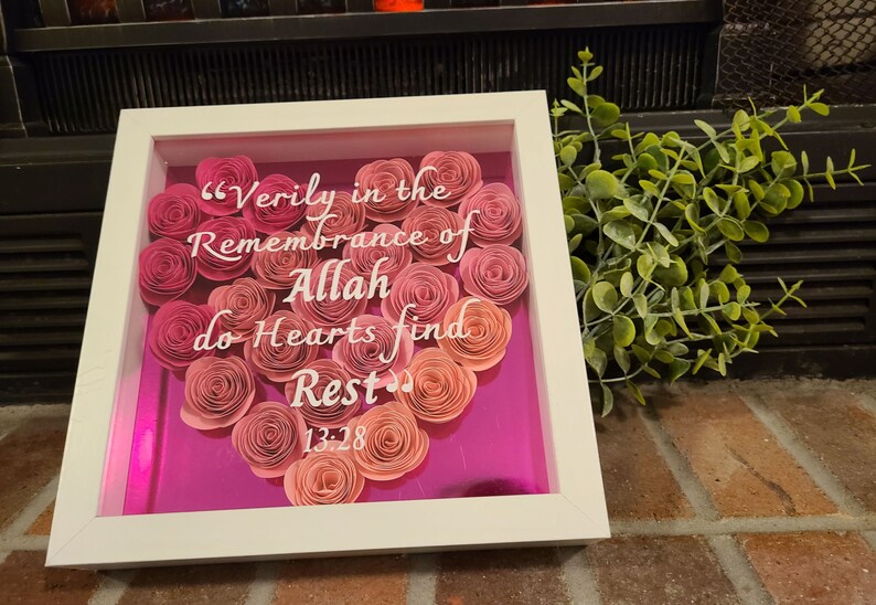 Islamic Shadow Box, Arabic Dua Frame, Islamic Home Decor, Flower Shadow ...