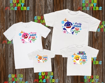 Family Shark Birthday T-shirts, Birthday Shark Shirts, Baby Shark Theme ...