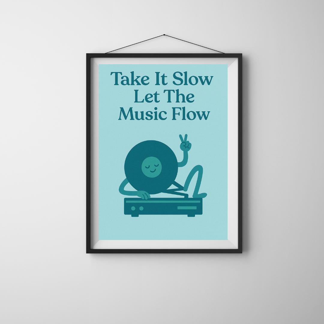 Retro Vinyl Wall Art Printable Record Player Poster for Dorm Room or ...