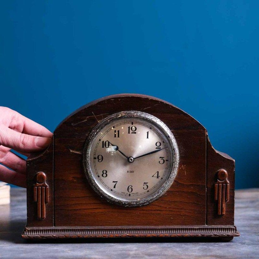 English Wooden Vintage Mantel Clock Shelf Decor Objects, Boho Decor ...