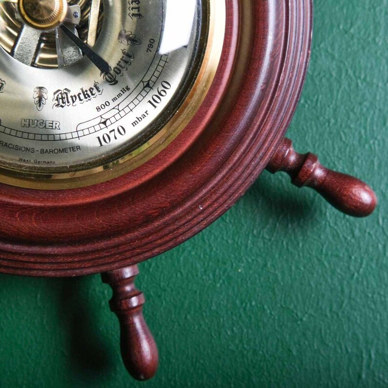 Vintage Wooden Rudder Shaped Brass Barometer Classic Weather Gauge - Etsy