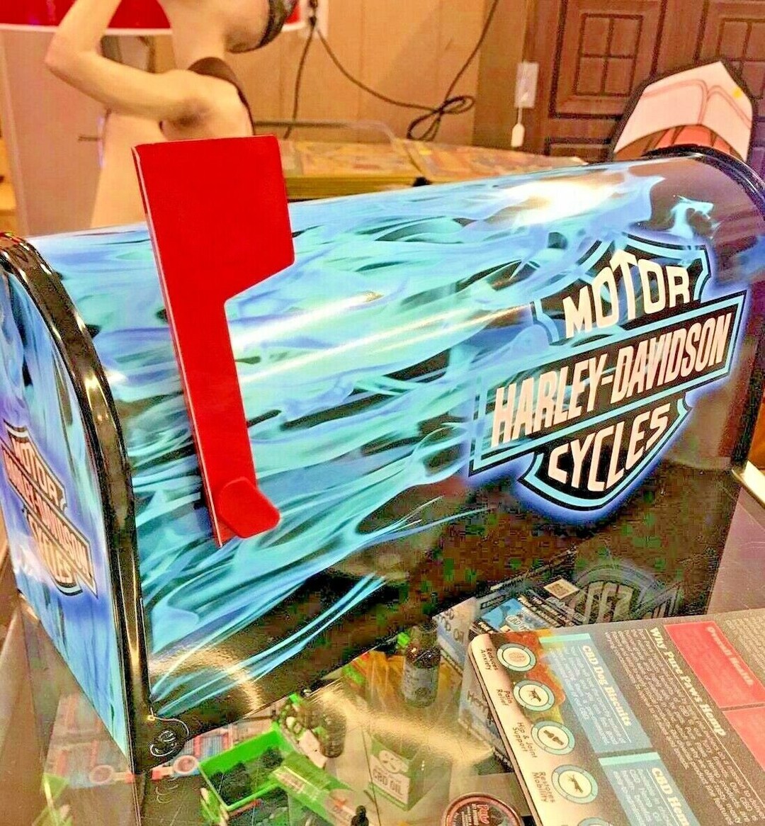 Harley Davidson Blue Custom Mailbox - Etsy
