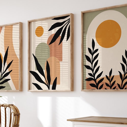 Boho Abstract Wall Art Prints Boho Wall Decor Set of 3 Art - Etsy