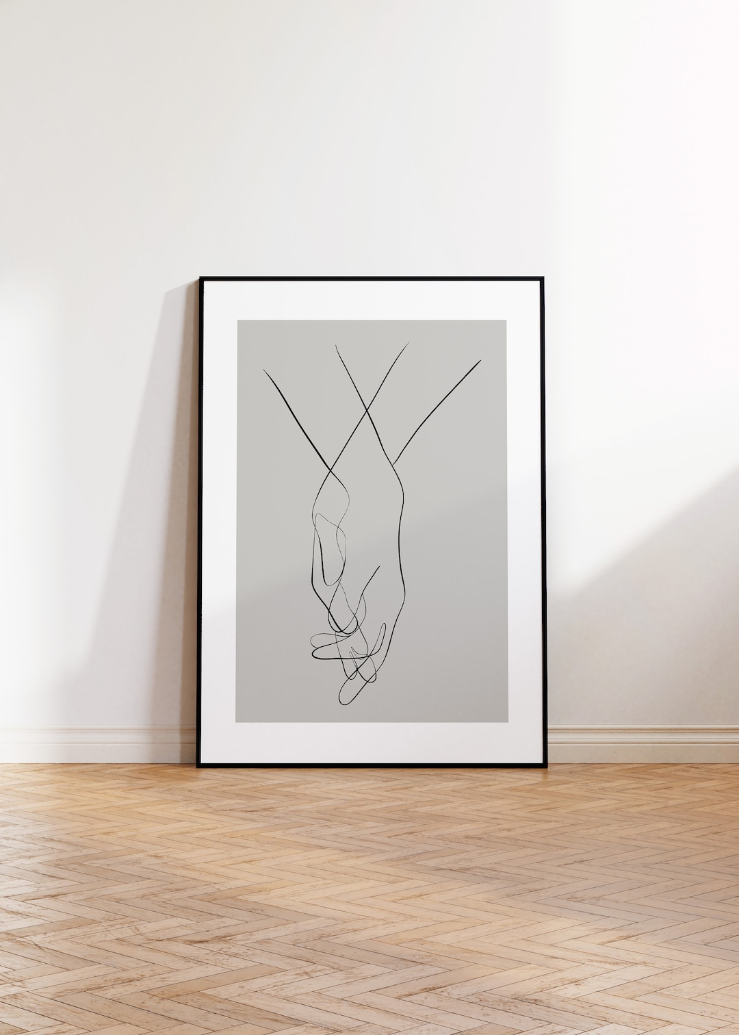 Holding Hands Line Art, Grey Background, Printable Line Art Poster ...