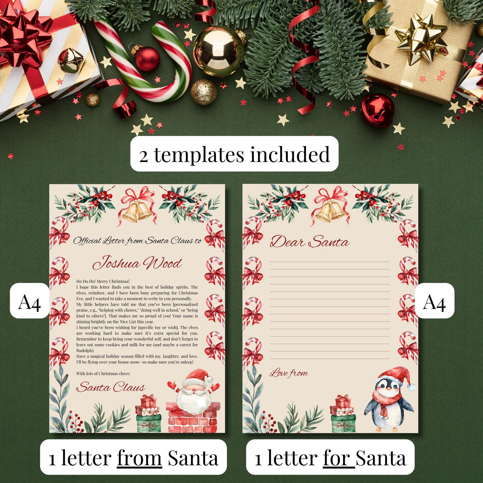 Letter to Santa: Christmas Wish List Printable (canva Editable, Digital ...