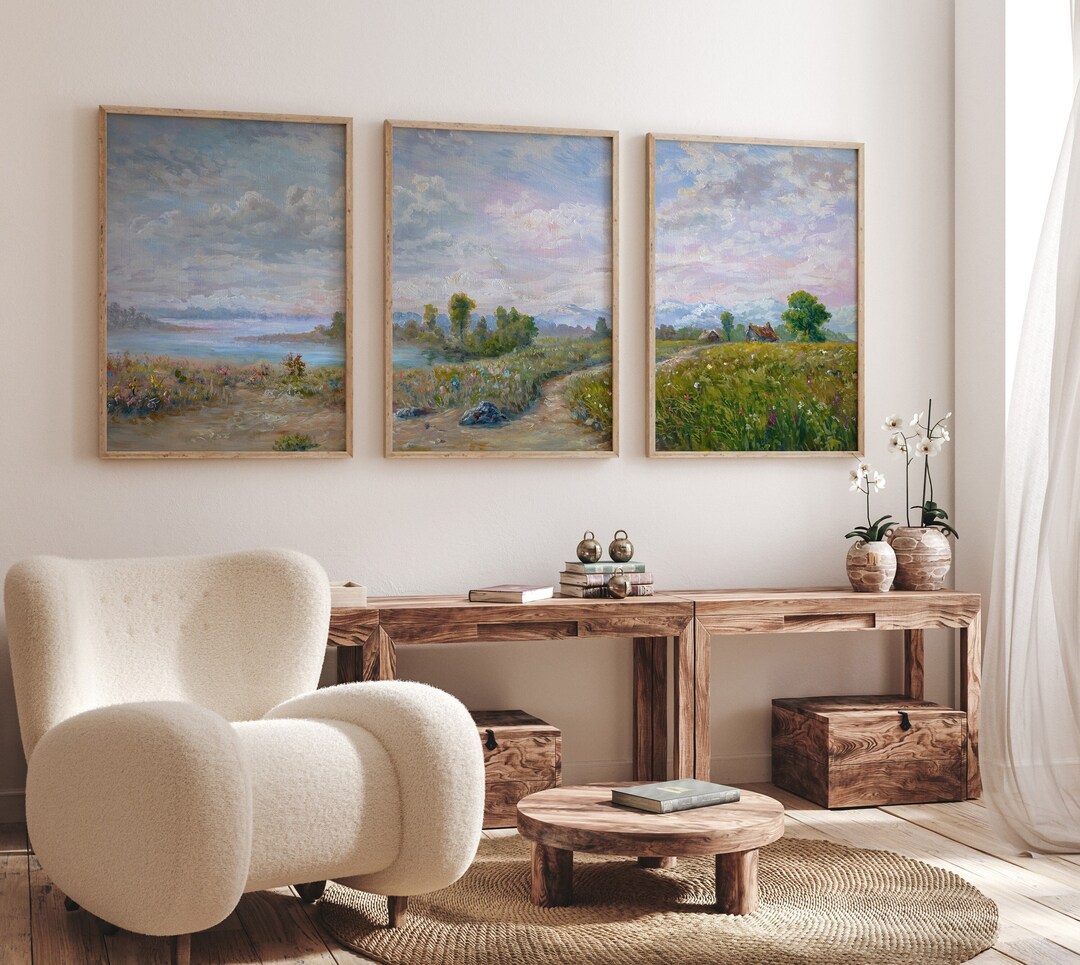 Landscape Trio: Set of 3 Paintings, Printable Posters, Digital Download ...