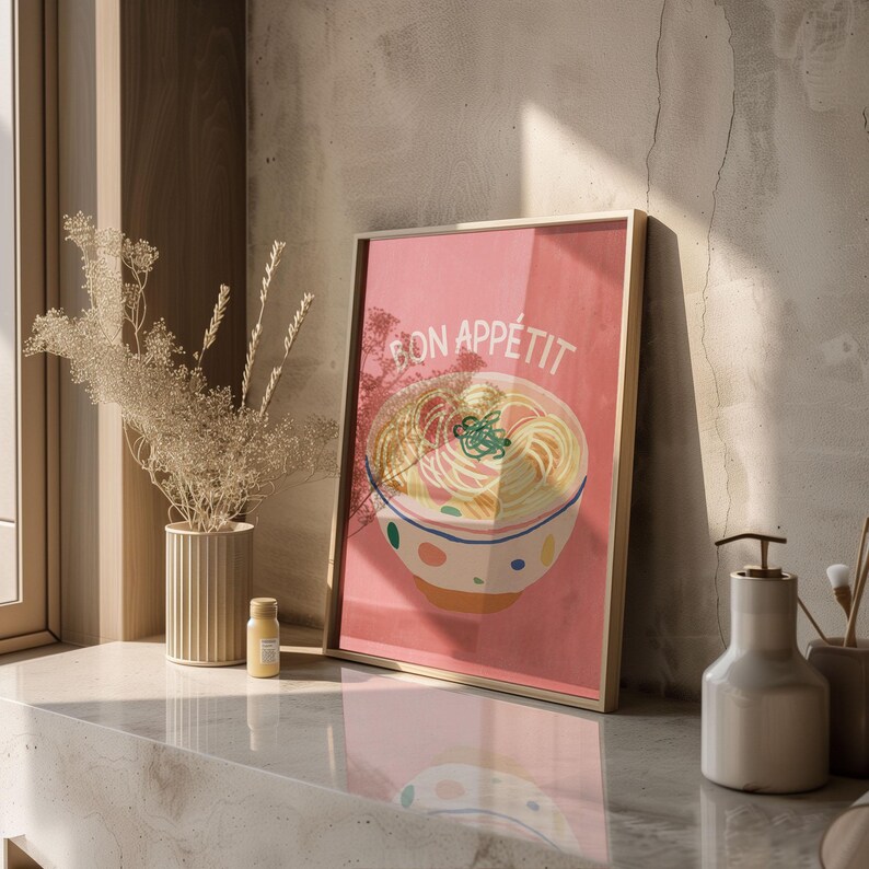 Bon Appétit Print Download, Funky Kitchen Typography Art, Bistro Decor ...