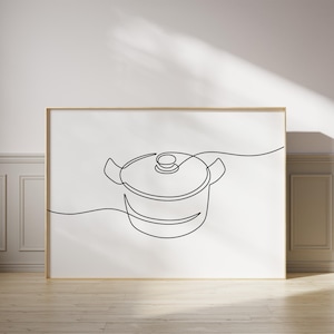 Kitchen Wall Art, Set of 4 Prints, Kitchen Line Art Prints, Printable ...