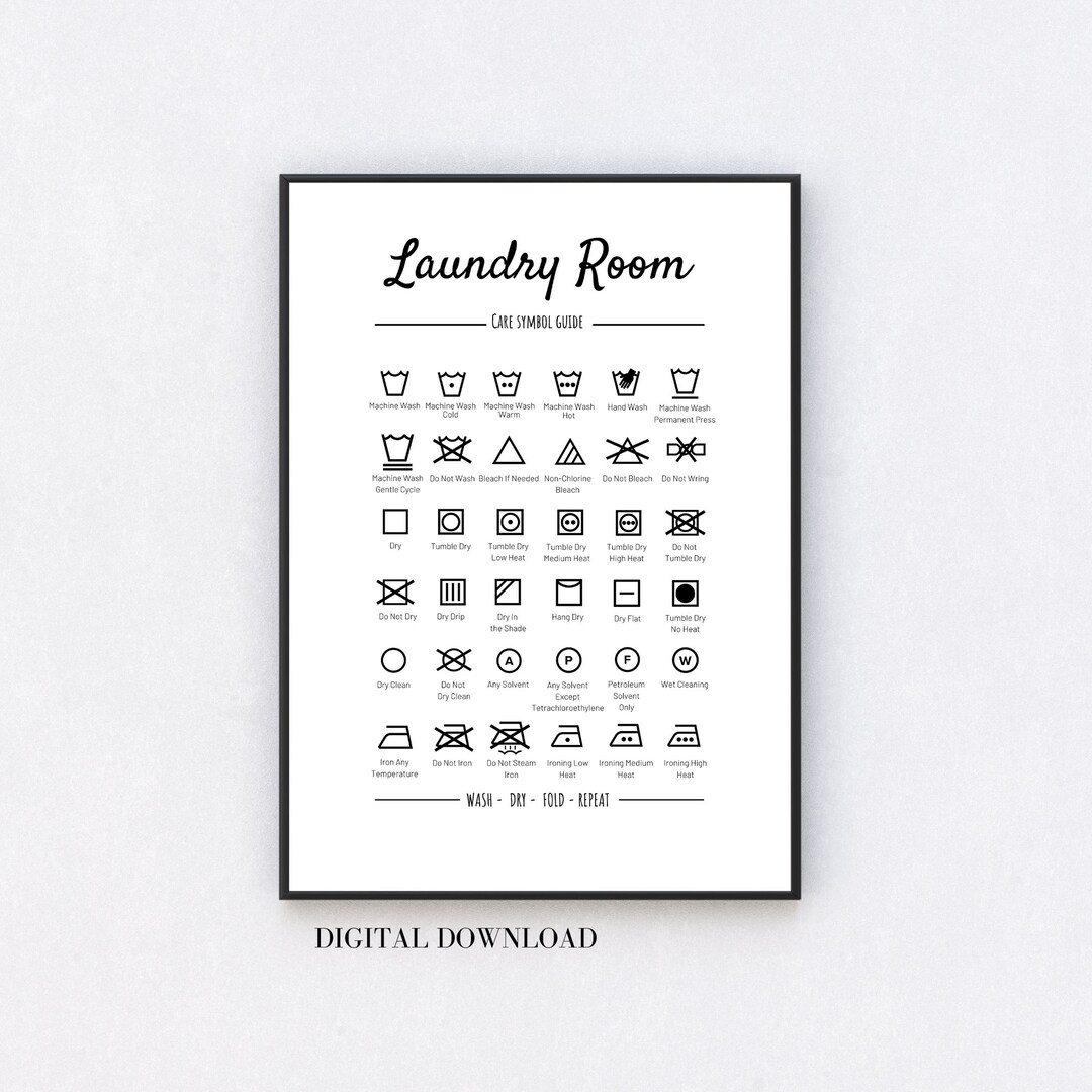Laundry Room Wall Art, Laundry Symbols Printable Art, Laundry ...