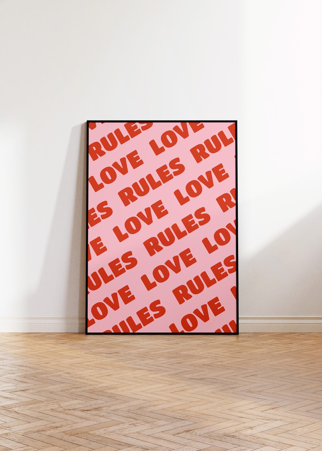 Valentines Wall Art, Love Rules Poster, Valentines Quote, Digital ...