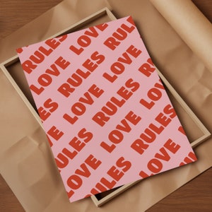 Valentines Wall Art, Love Rules Poster, Valentines Quote, Digital ...