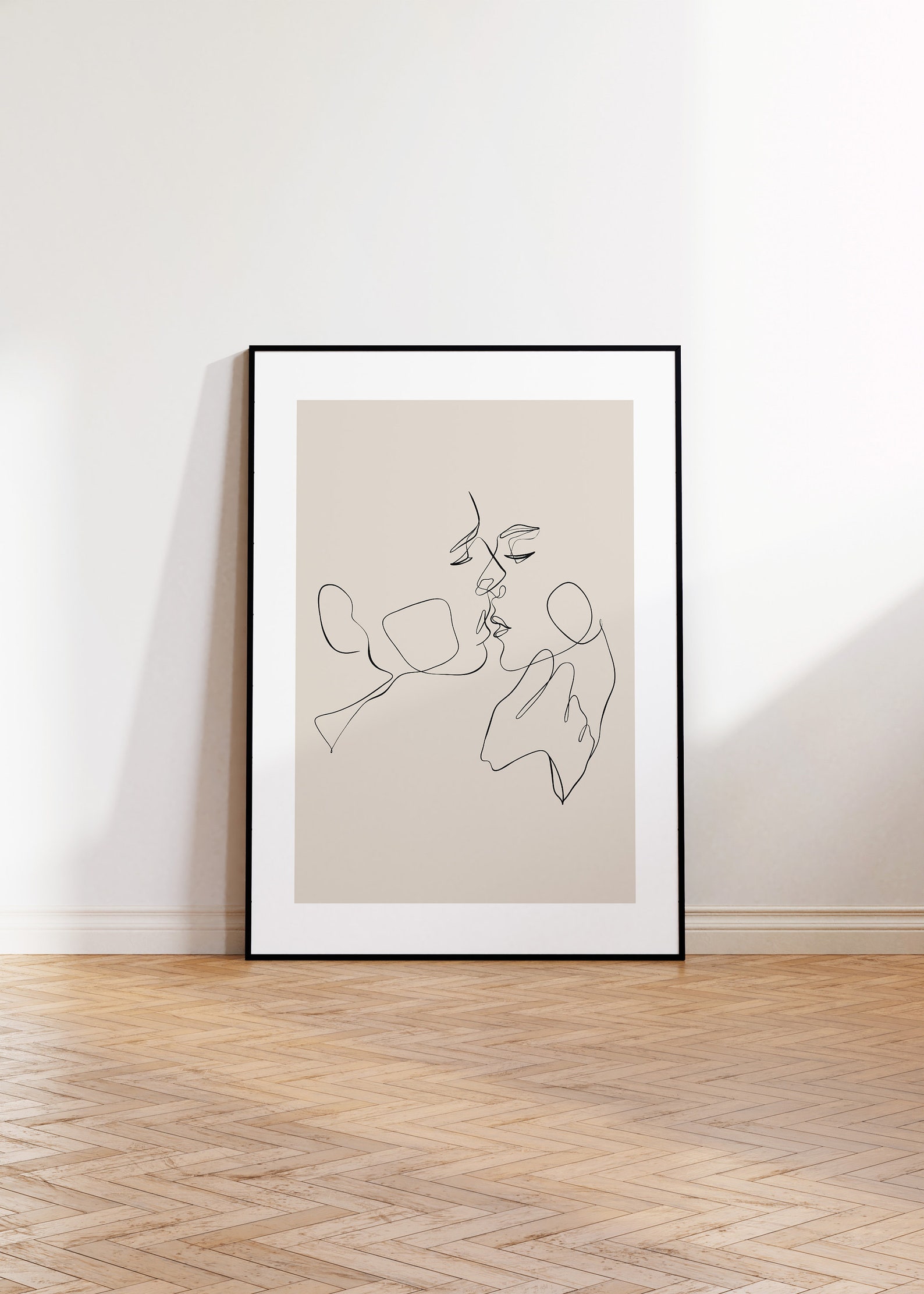 Minimalist Couples Line Art Prints: Beige Bedroom Decor (digital ...