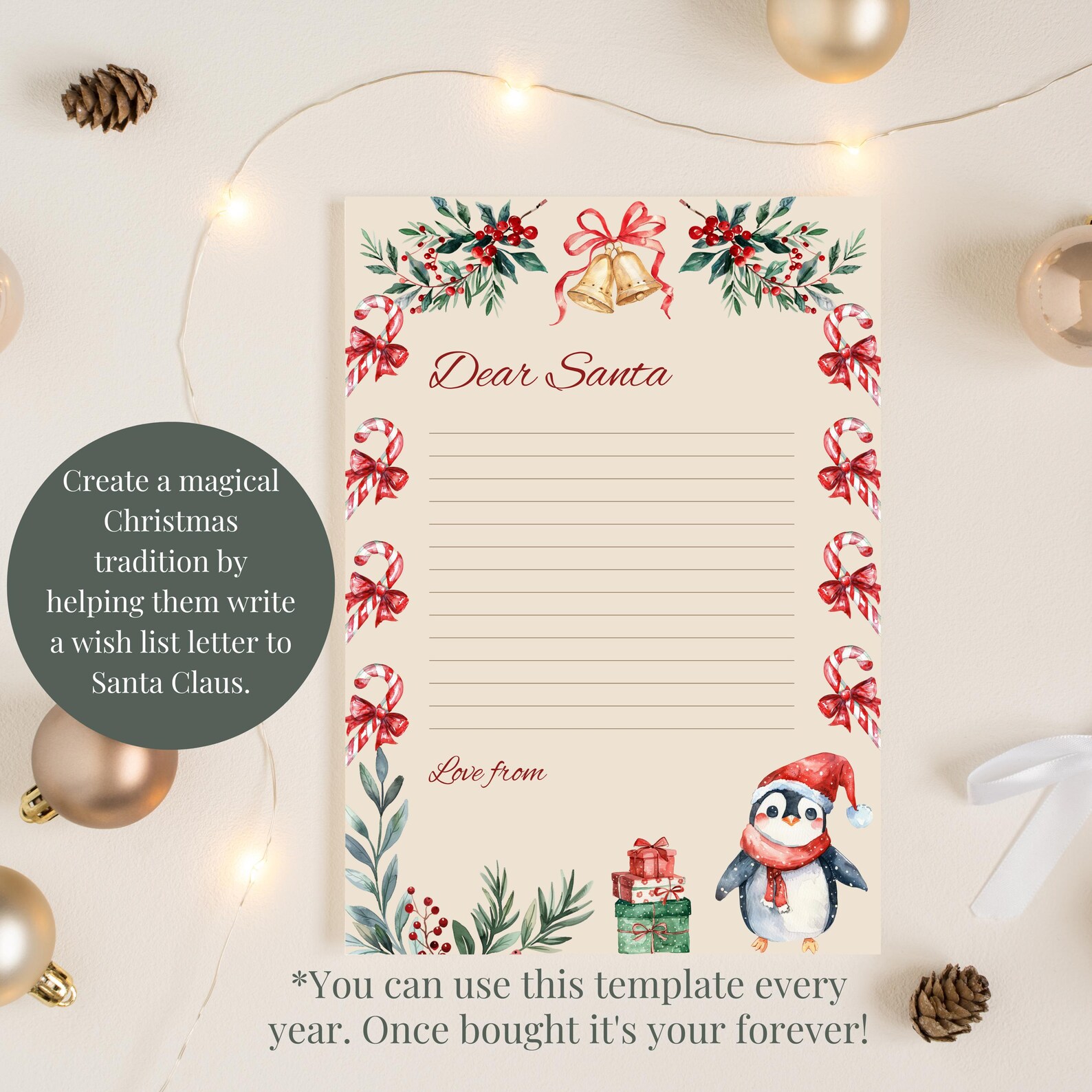 Letter to Santa: Christmas Wish List Printable (canva Editable, Digital ...