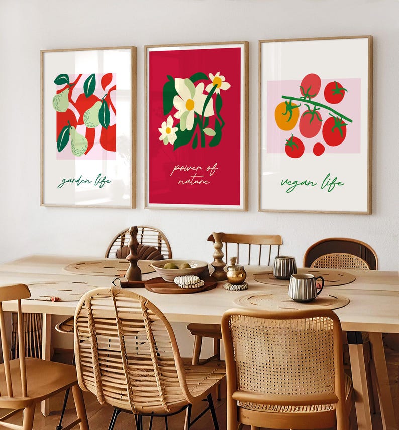 Vegan Kitchen Art Prints: Modern Botanical Posters (digital Download ...