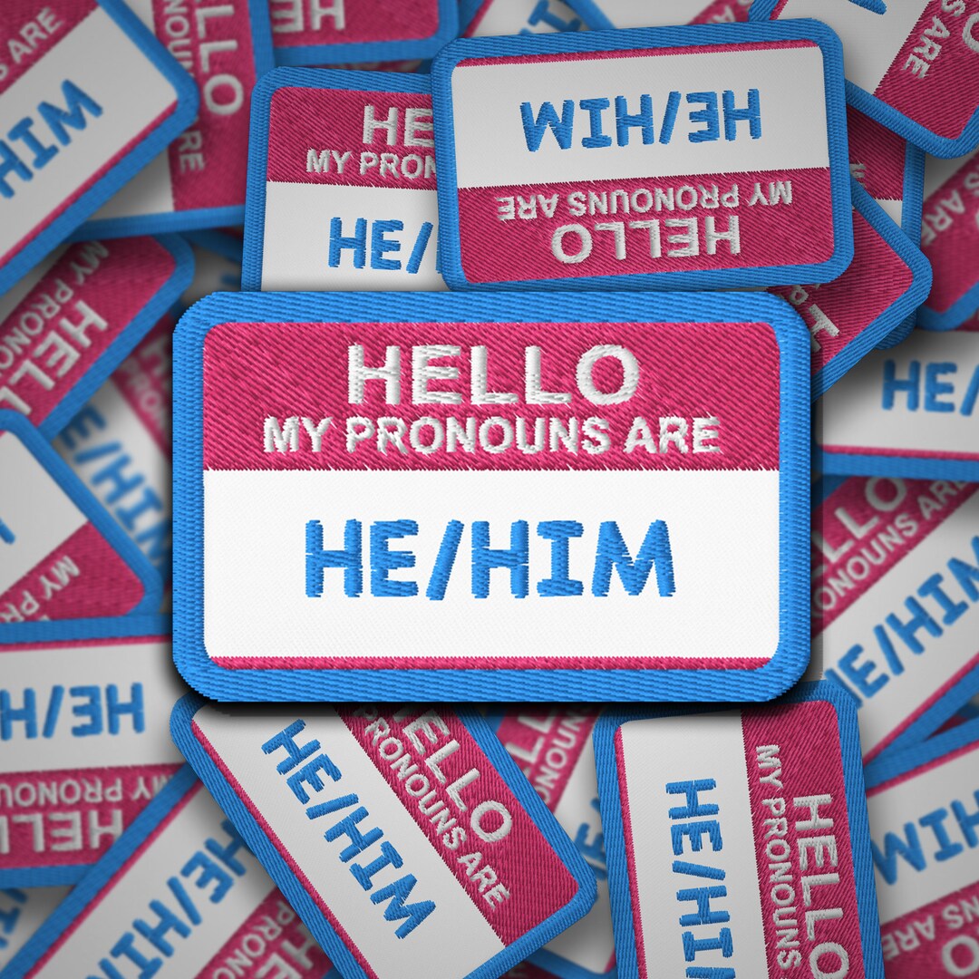 Hello My Pronouns Are Hehim Trans Pronoun Name Tag, LGBTQIA and Ally ...