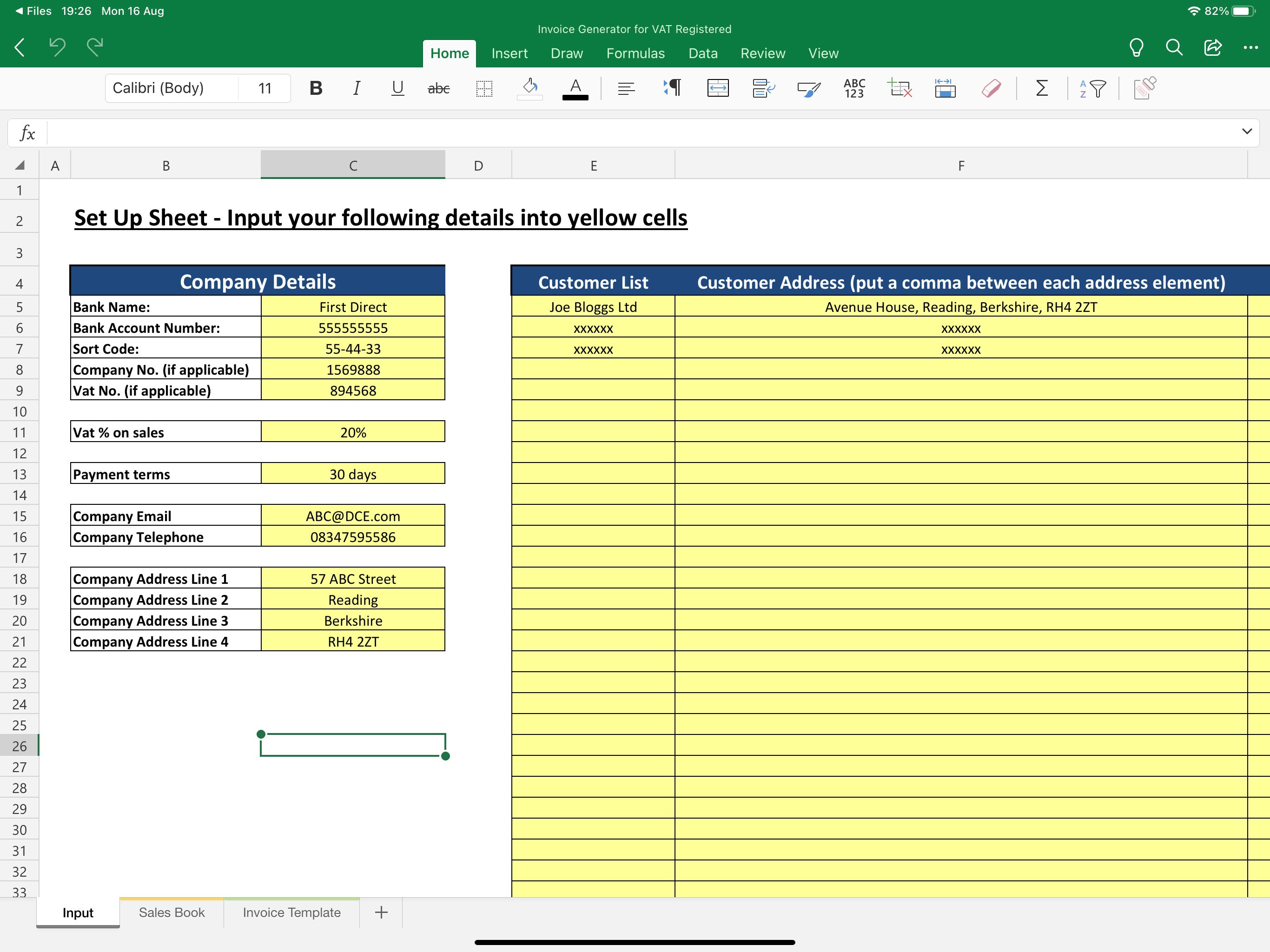 Excel Template for Generating PDF Invoices - VAT Registered - Etsy