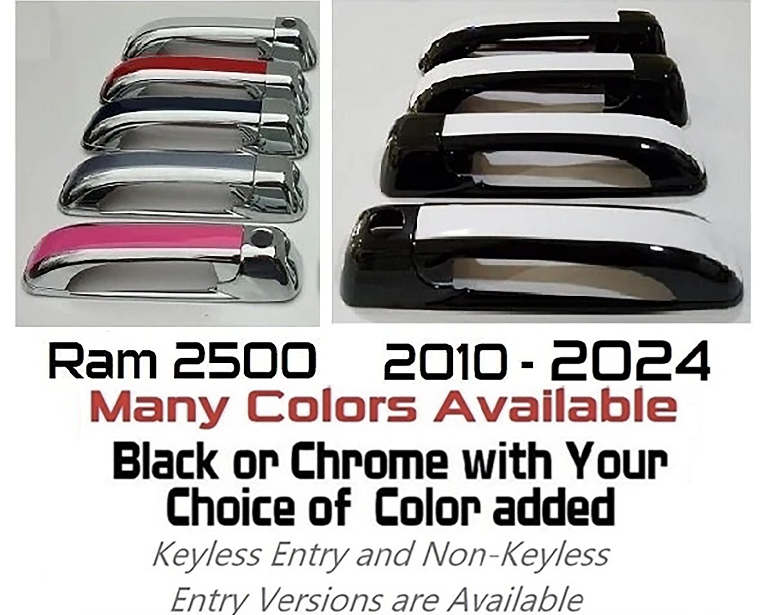 Full Set of Custom Black OR Chrome Door Handle Overlays Covers for the 2010 2024 Dodge Ram 2500 You Choose the Middle Color Insert Etsy