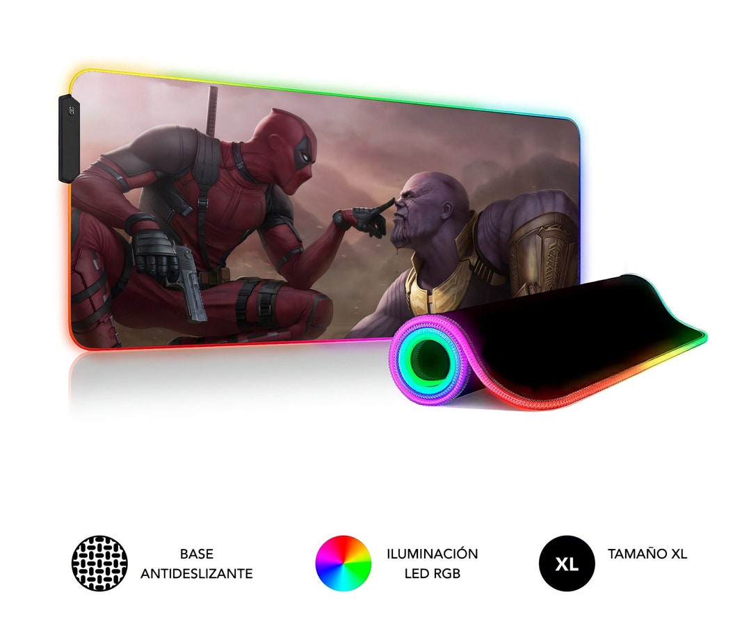 RGB Deadpool Mouse Pad, XXL Gaming Mat, LED Lighting, Non-slip Base ...