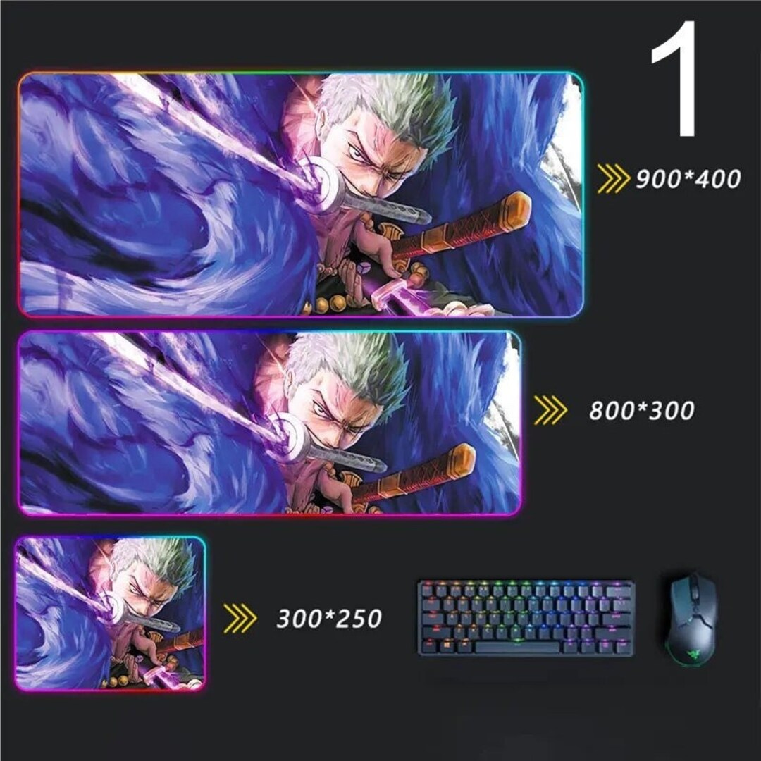 RGB One Piece Mouse Pad, XXL Gaming Mat, LED Lighting, Non-slip Base ...