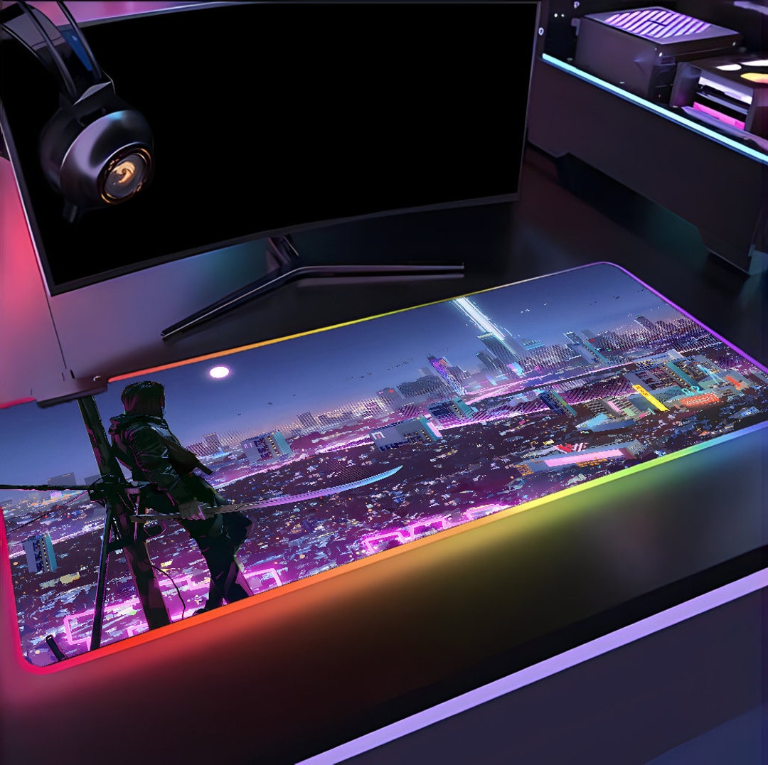 Cyberpunk RGB XXL Mouse Pad Light up Your Desk W/ V, Johnny & Judy - Etsy