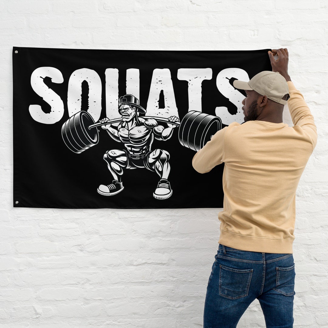 Squats Gym Flag: Fitness Motivation, Home Gym Decor - Etsy
