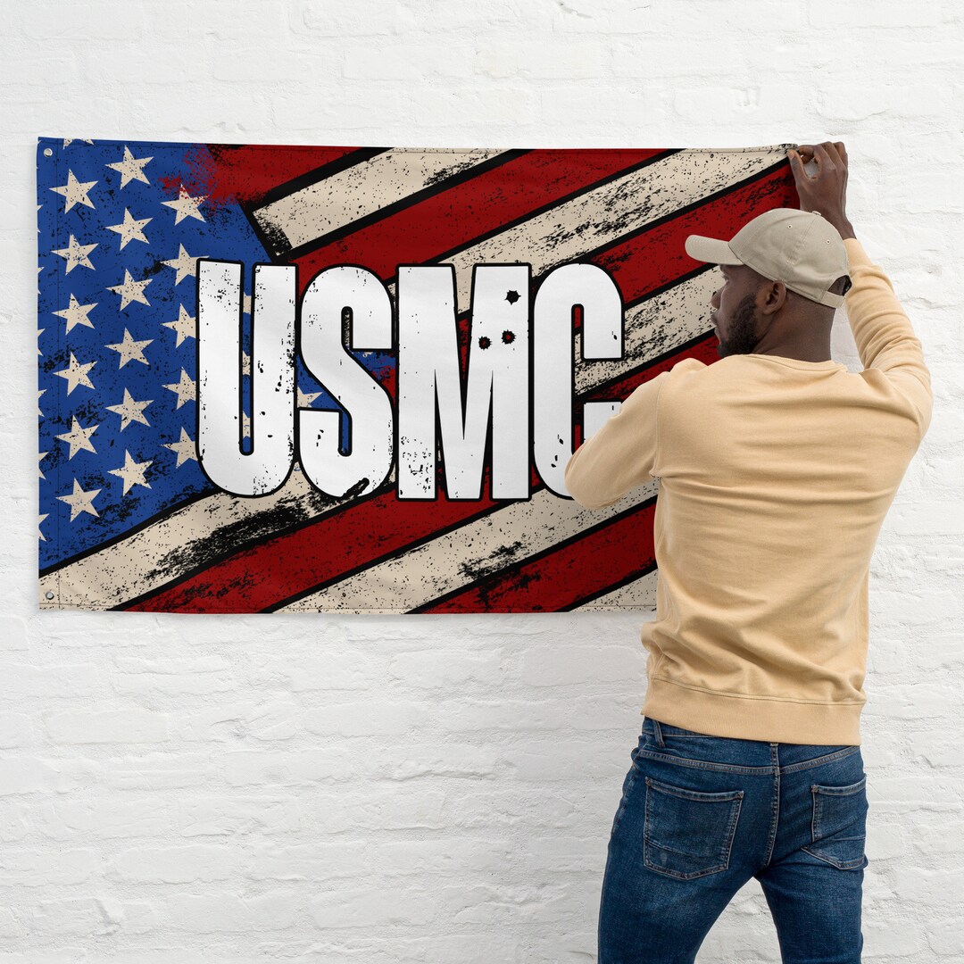 USMC American Flag Free Shipping - Etsy