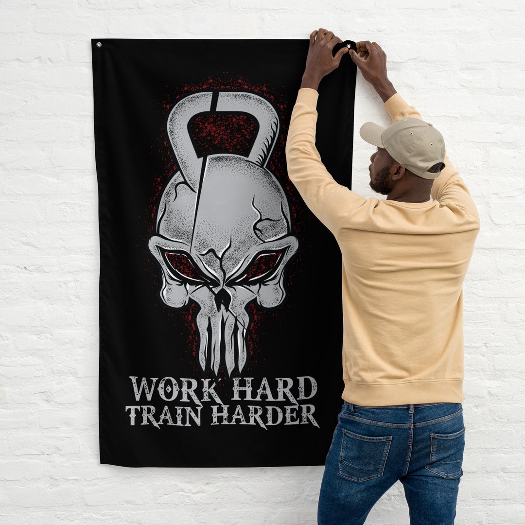 Work Hard Train Hard Gym Flag I Fitness I Home Gym Decor Free Shipping ...