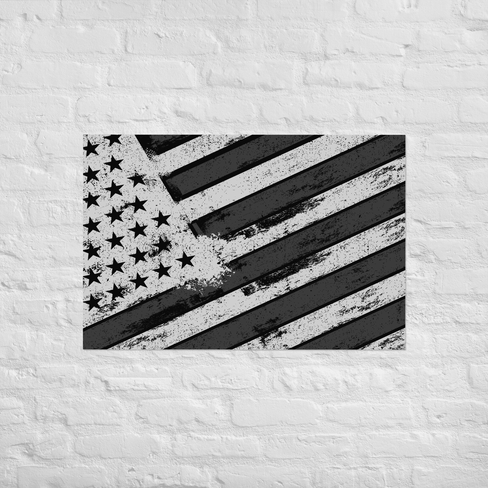 American Flag Greyscale Poster - Etsy