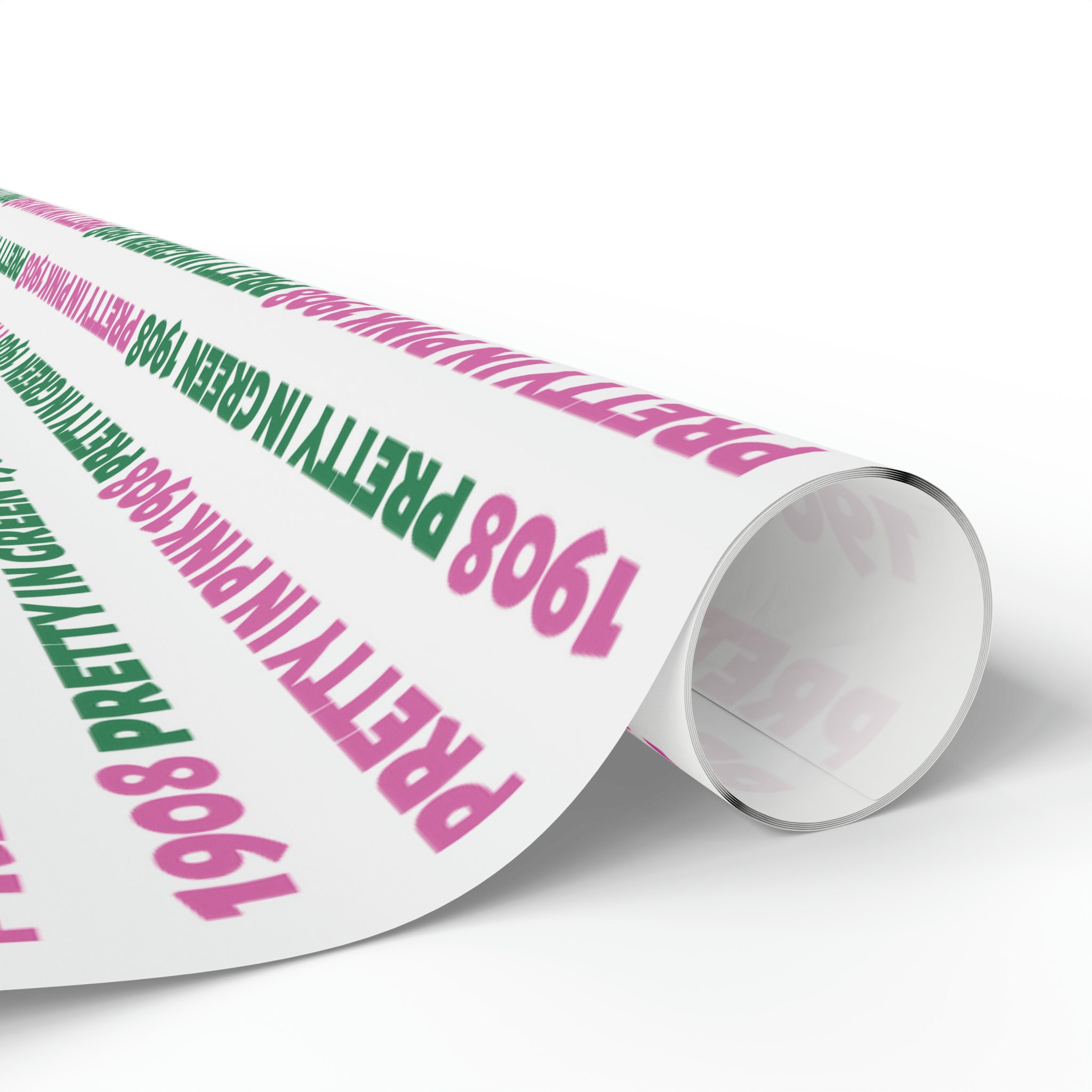 Pink and Green AKA Inspired Small Print Gift Wrapping Paper Roll ...