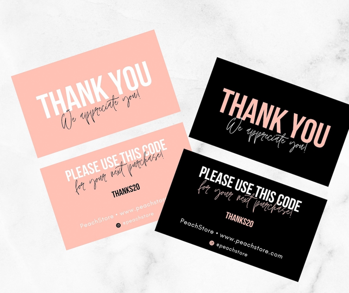 Business Thank You Card, Customer Thank You Card Template, Thank You ...