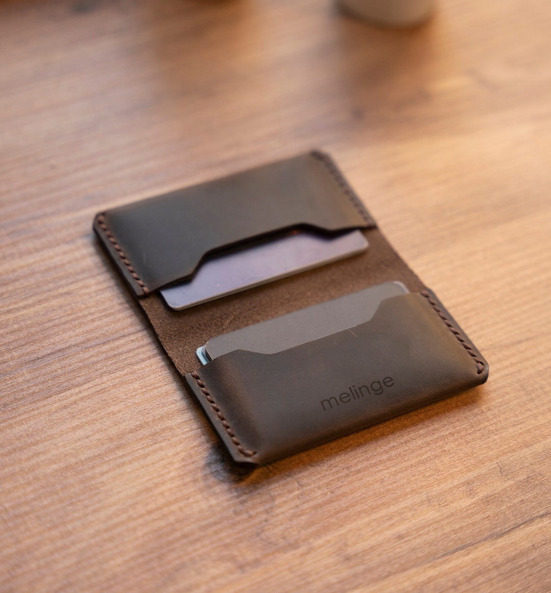 Handcrafted Leather Bifold Card Wallet: Ultra Slim Minimalist Design - Etsy