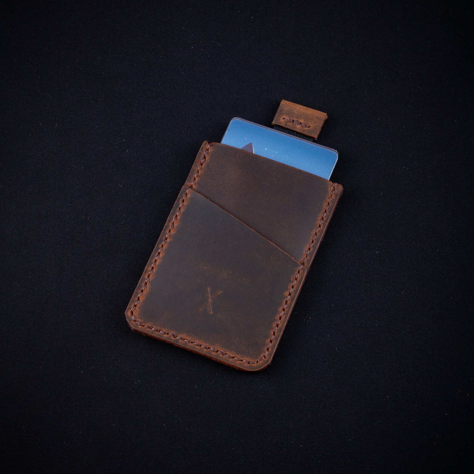 Genuine Leather Card Holder Slide Mechanism Pull Out Card - Etsy