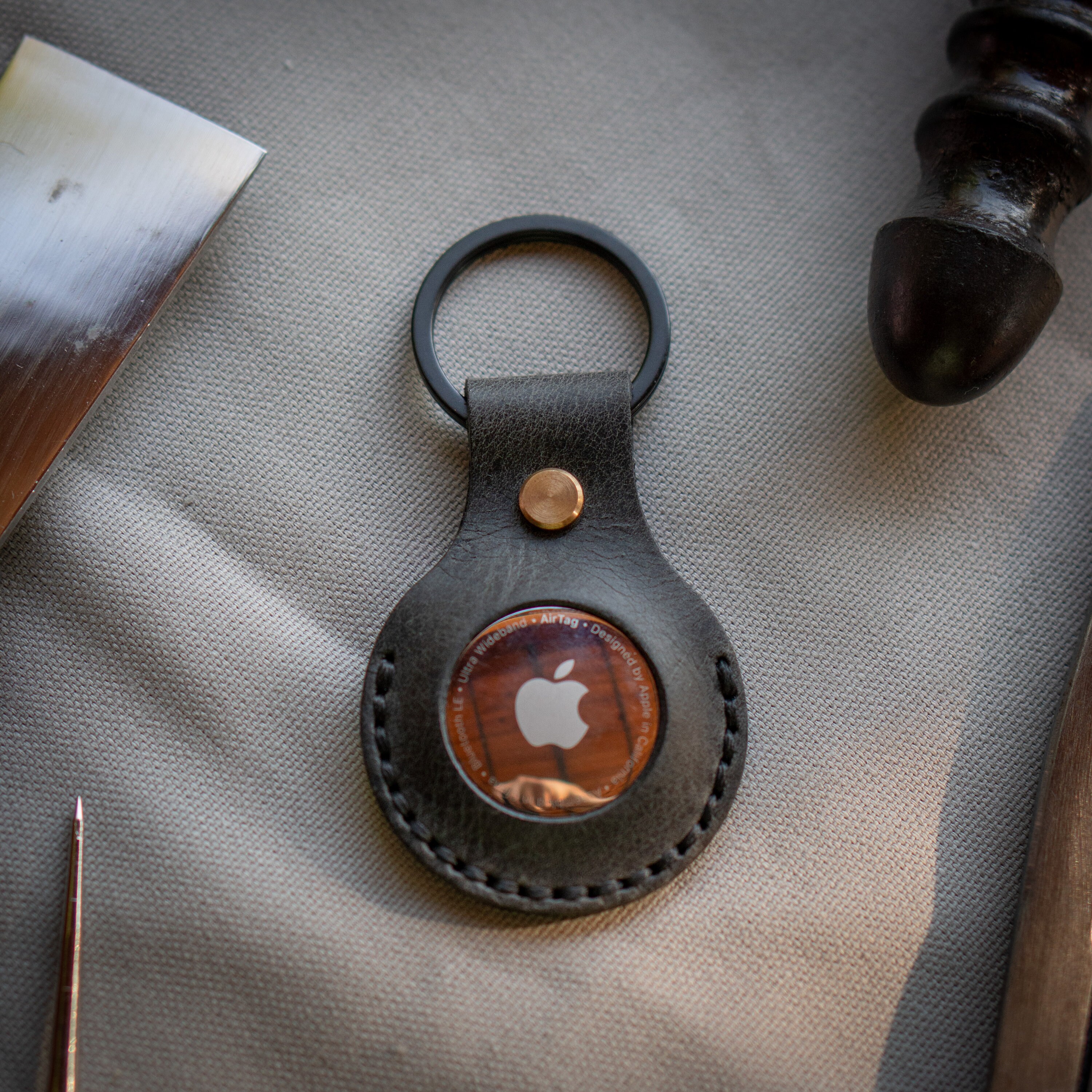 Handmade Leather AirTag Keychain: Pet Collar Sleeve - Etsy