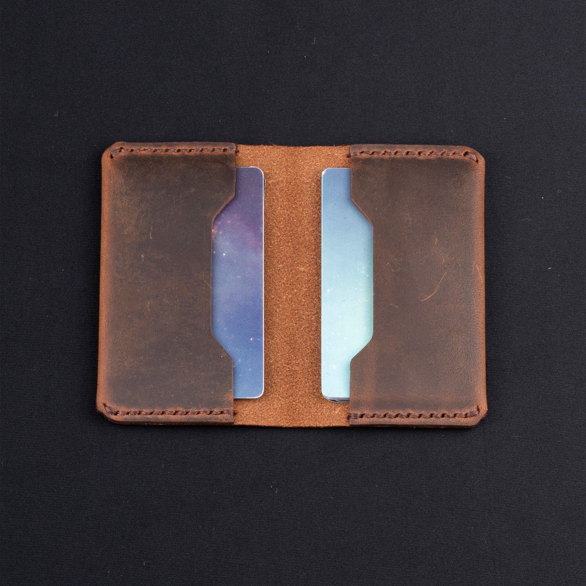 Folding Card Holder Handmade Leather Product Gift for Him - Etsy